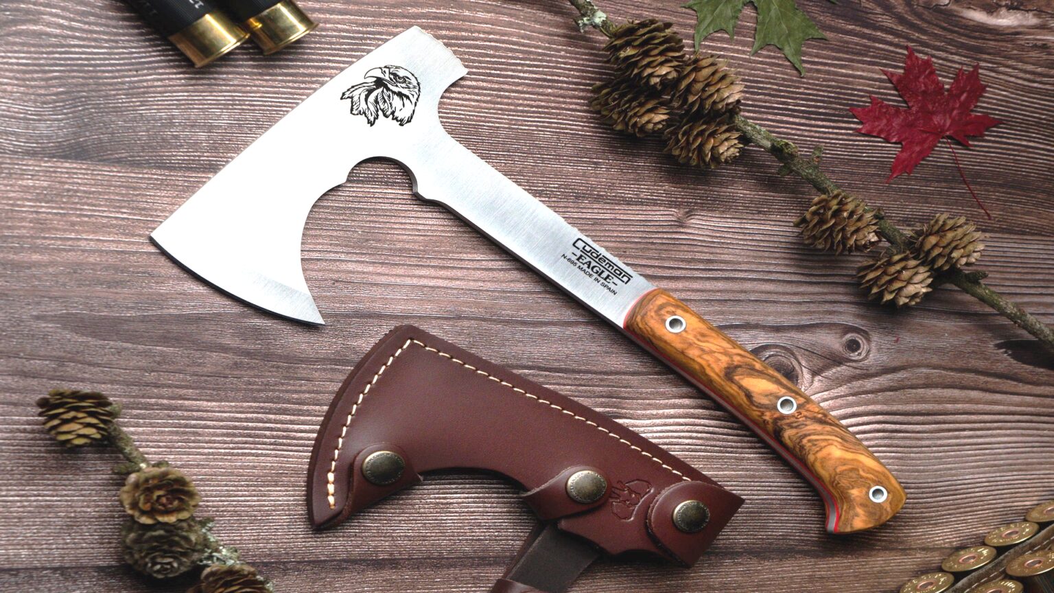 Hacha Cudeman Eagle 175-L - Böhler N-695 - Olivo - Funda | mejor precio|