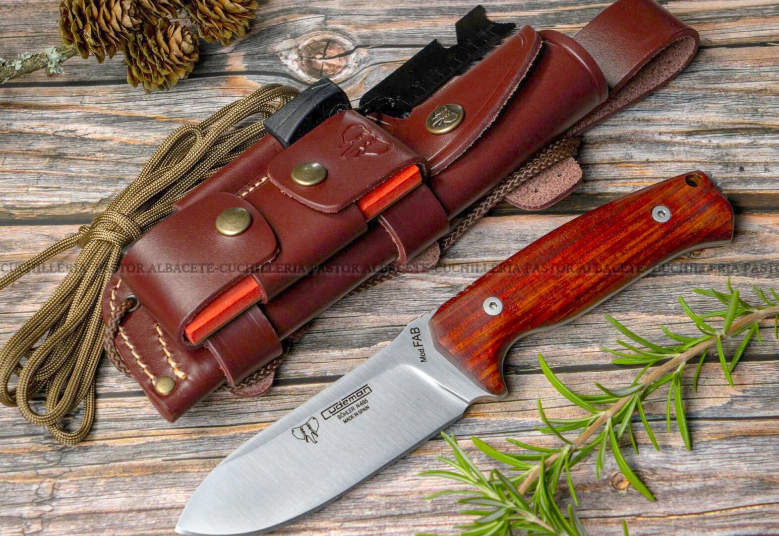 Cuchillo Cudeman Fab- 298-KC - Cocobolo - Funda Cuero - Kit